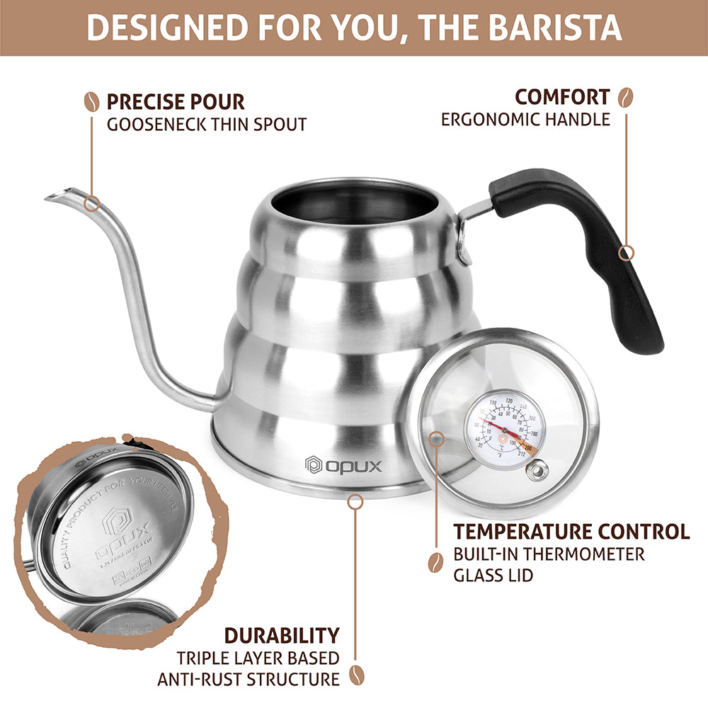 Pour Over Gooseneck Kettle with Thermometer – OPUX
